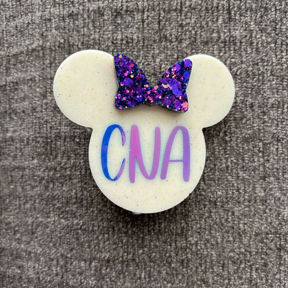 Handmade | Accessories | Cna Girl Mouse Head Retractable Name Badge ...